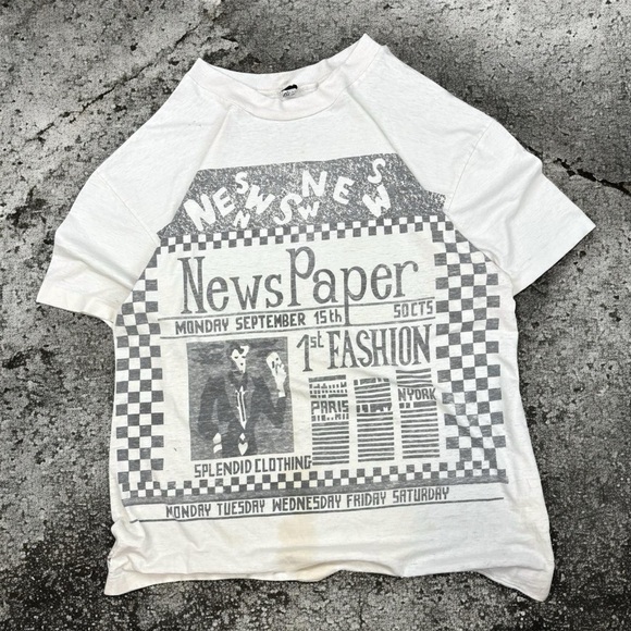 knit stuff | Shirts | Vintage Single Stitch Newspaper Tshirt | Poshmark